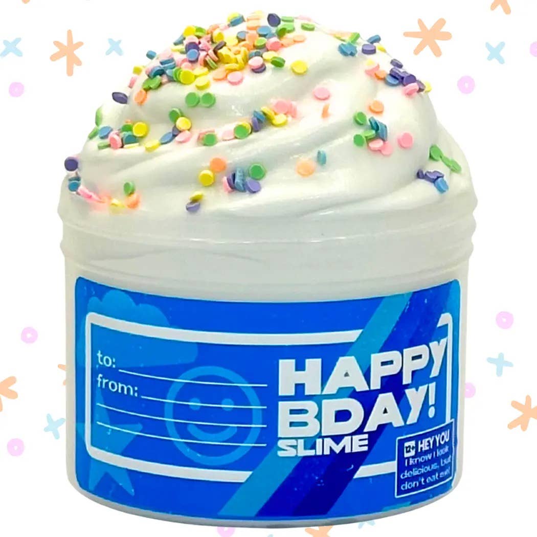 SlimeWorks Blue 'Happy Bday!' Slime – Scented Sensory Toy – Flying Pig Toys
