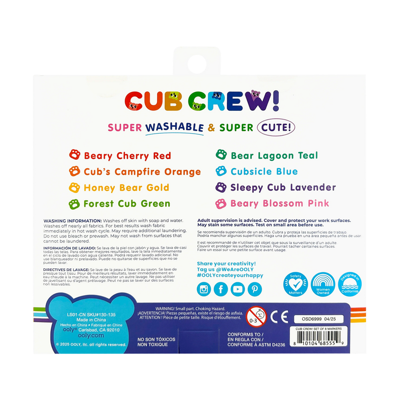 Cub Crew Washable Markers - Set of 8 – Flying Pig Toys