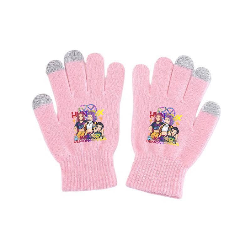 K-Pop Demon Hunters Pink Knit Gloves—style 3 – Flying Pig Toys