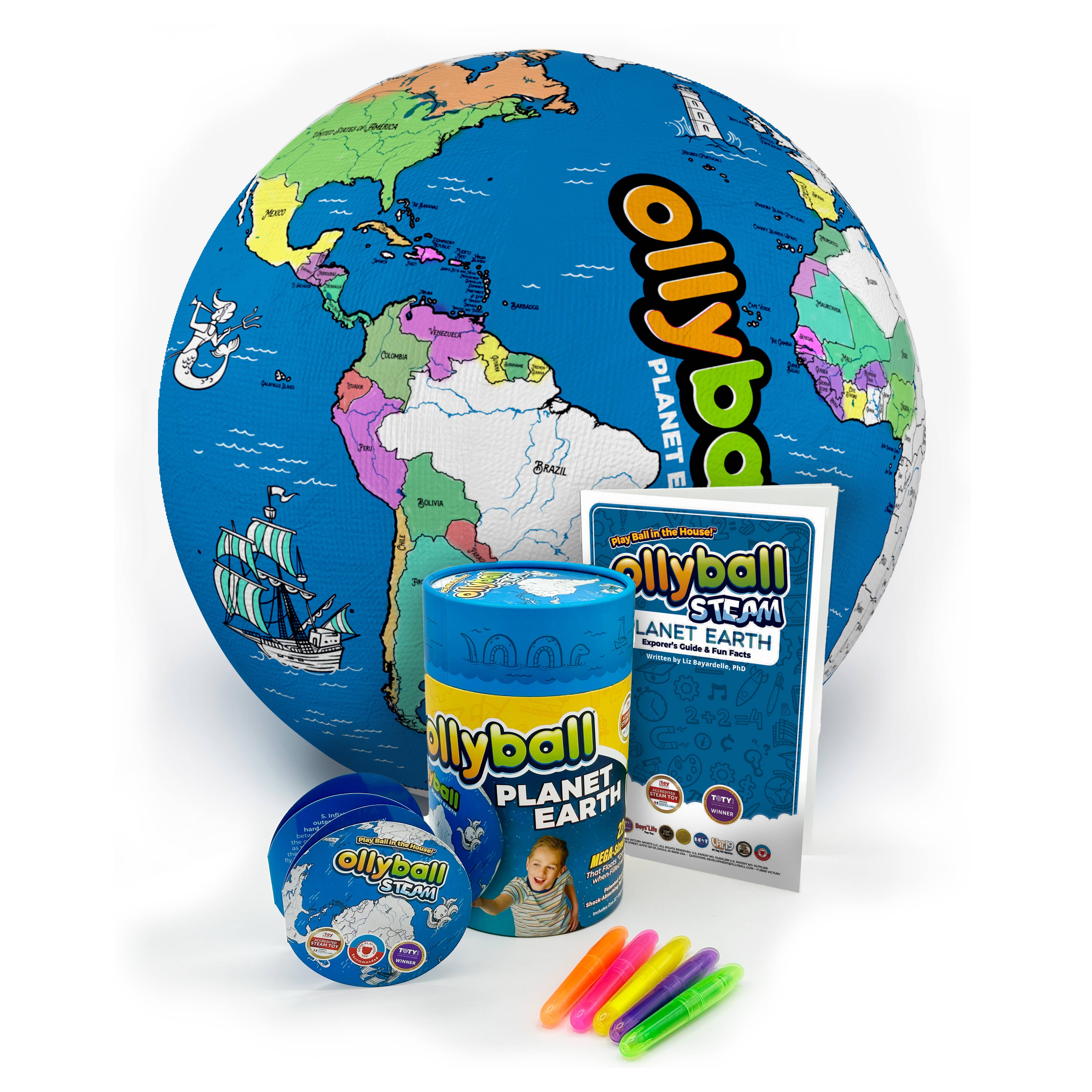 Ollyball PLANET EARTH 22" MEGA-Sized with STEM Lesson – Flying Pig Toys
