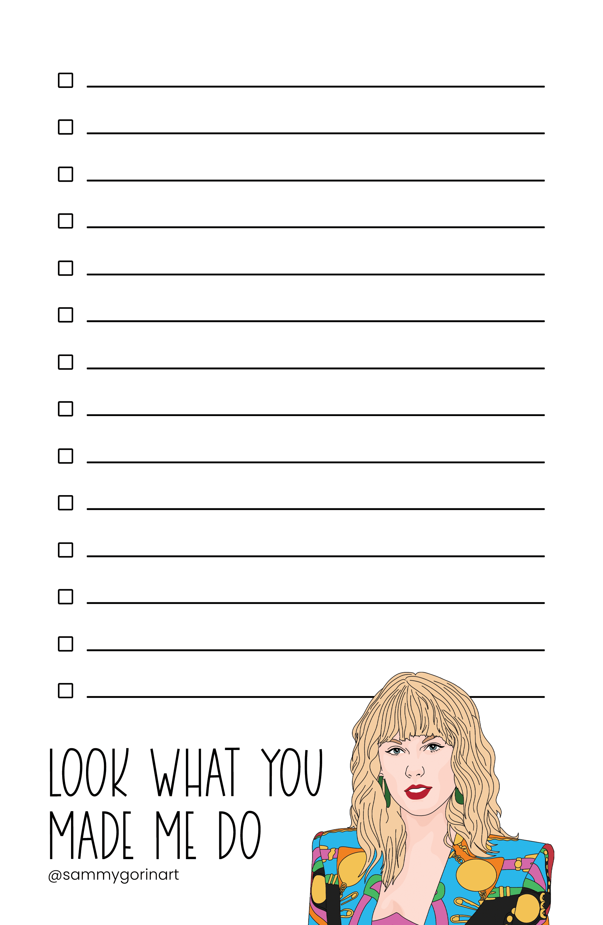 Taylor Swift, Look What You Made Me Do, Notepad – Flying Pig Toys